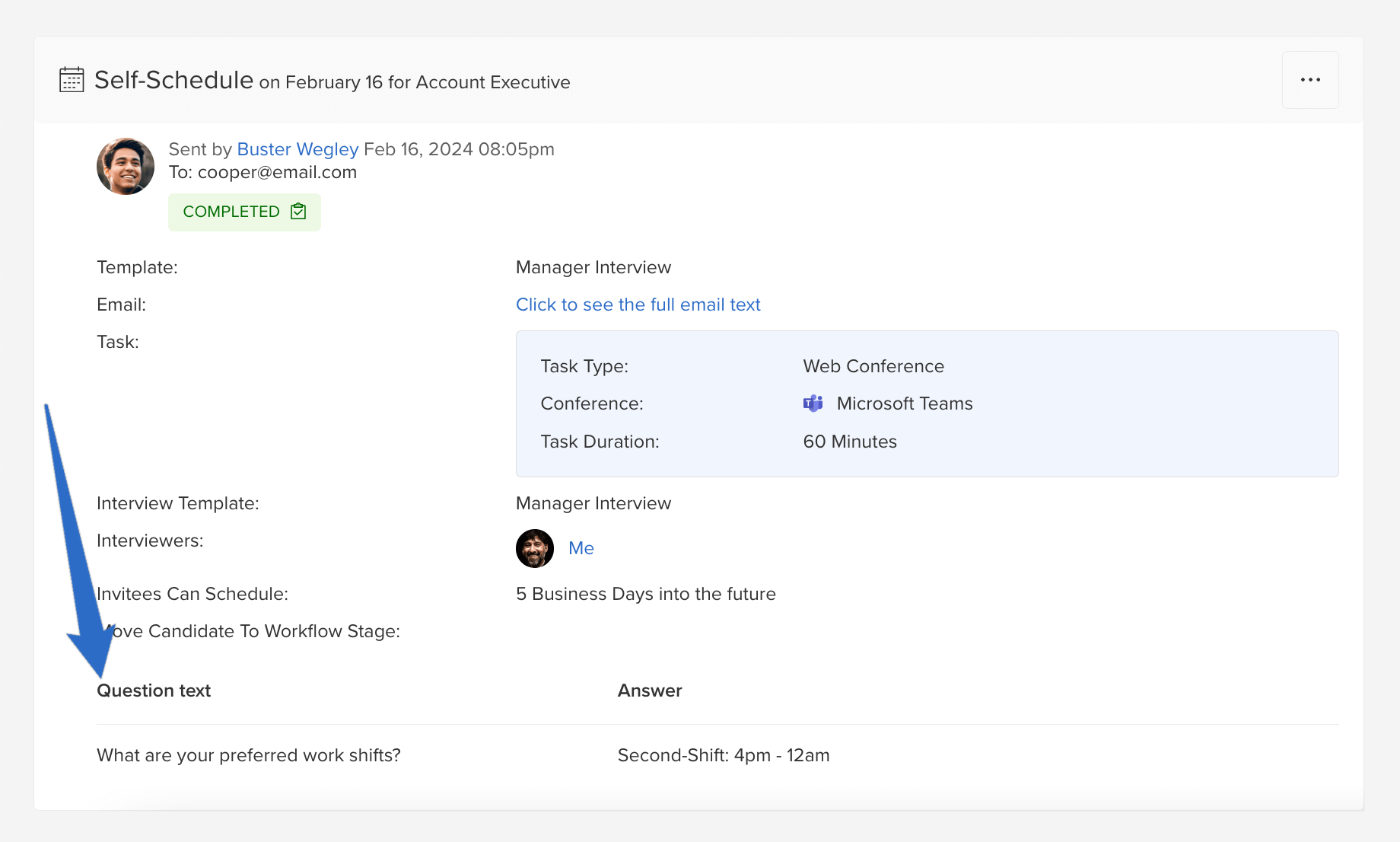 Questions in self-scheduling requests - JobScore